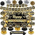 Amazon.com: Black Gold Happy Workiversary Decorations Happy Work ...