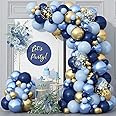 Amazon.com: Blue Gold Balloons Garland Arch Kit, Navy Blue Light Blue Metallic Gold Blue Balloon ...
