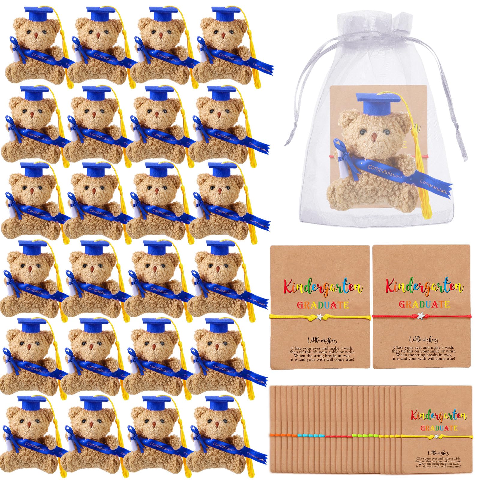 Motionchic 50 Pcs 2025 Kindergarten Graduation Bear Bulk Set with 25 ...