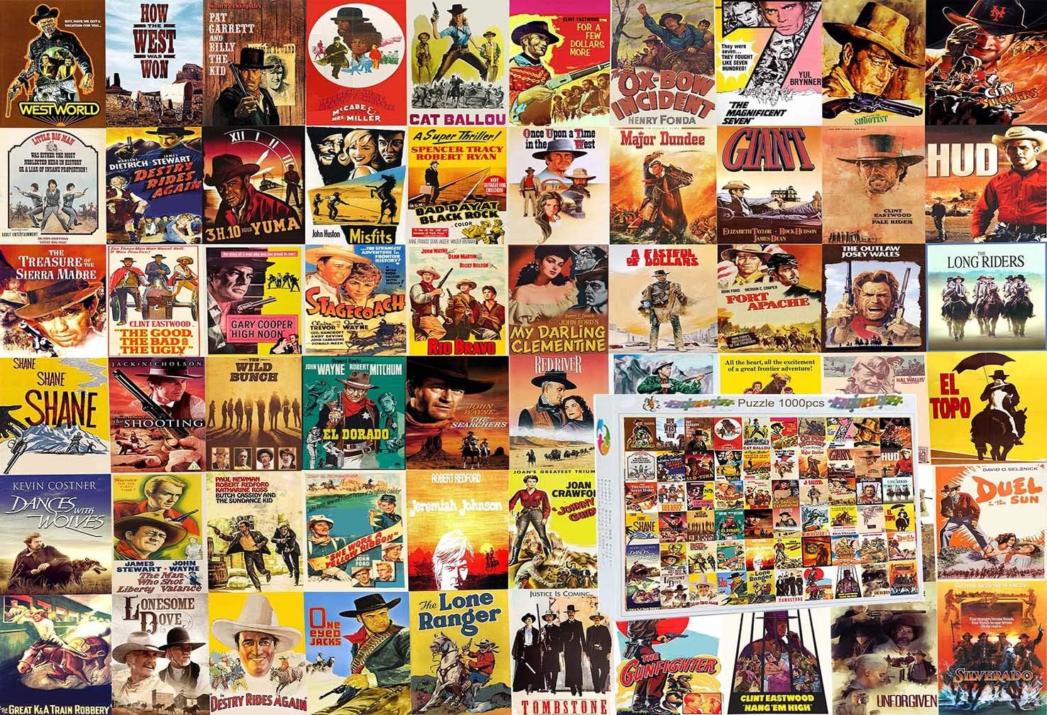 Amazon.com: Logicpuz Vintage Western Movie Poster Jigsaw Puzzle 1000 ...