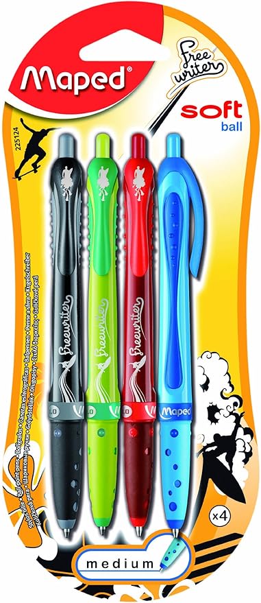 Maped 225124 Stylo bille Noir, Bleu, Vert, Rouge: Amazon.fr ...
