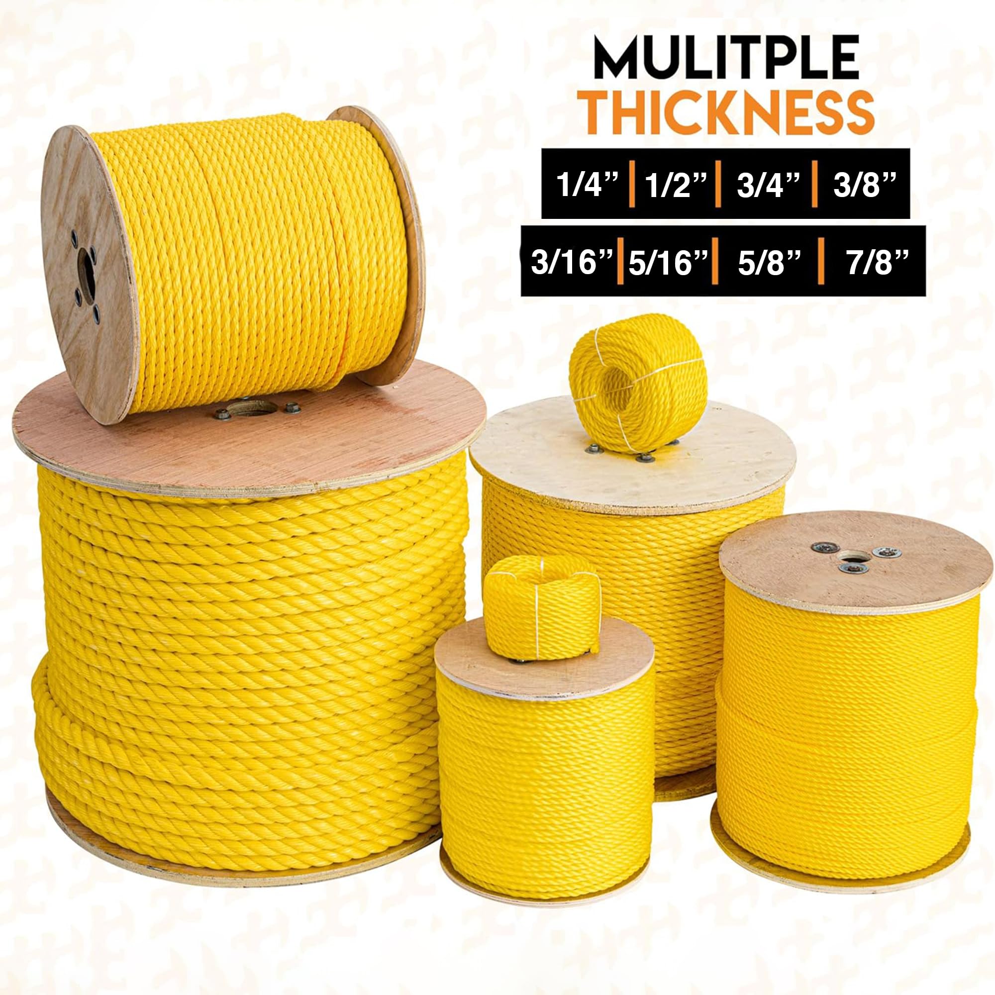 Xpose Safety Yellow Twisted Polypropylene Rope - Floating Poly Pro Cord ...