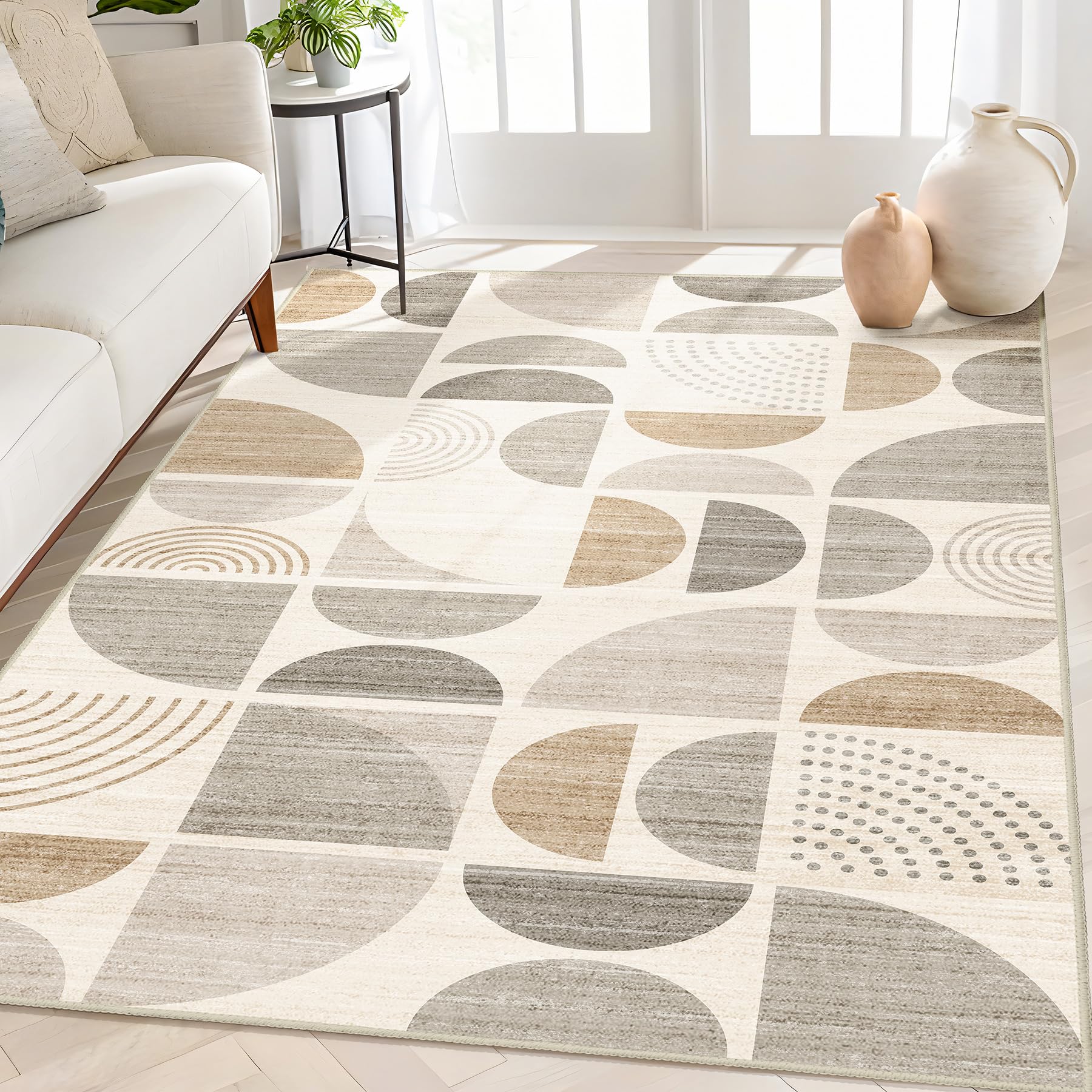 MUJOO Boho Rug Washable,4x6.5 Area Rugs for Bedroom Living Room Bedside ...