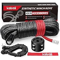 TYT Off-Road Winch Rope Kit - 3/16''x50', 8500 Lbs Synthetic Cable with Protective Sheath, Heavy ...