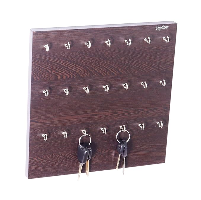 Captiver 21 Hook Key Holder Box Wenge/Wall Mounted Keychain Rack ...