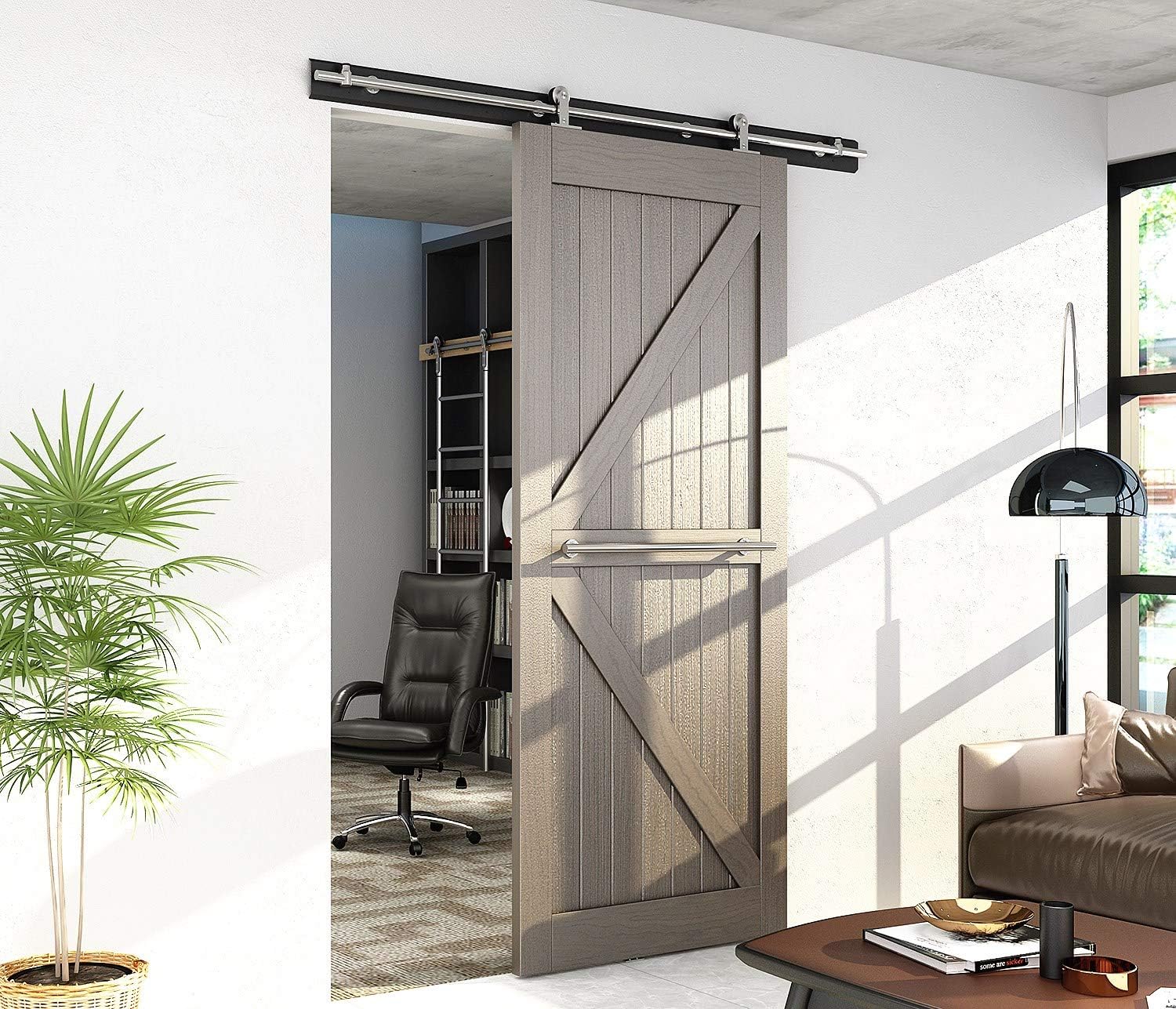 AiHom 2m Stainless Steel Slding Door Barn Track Kit Hardware Sliding ...