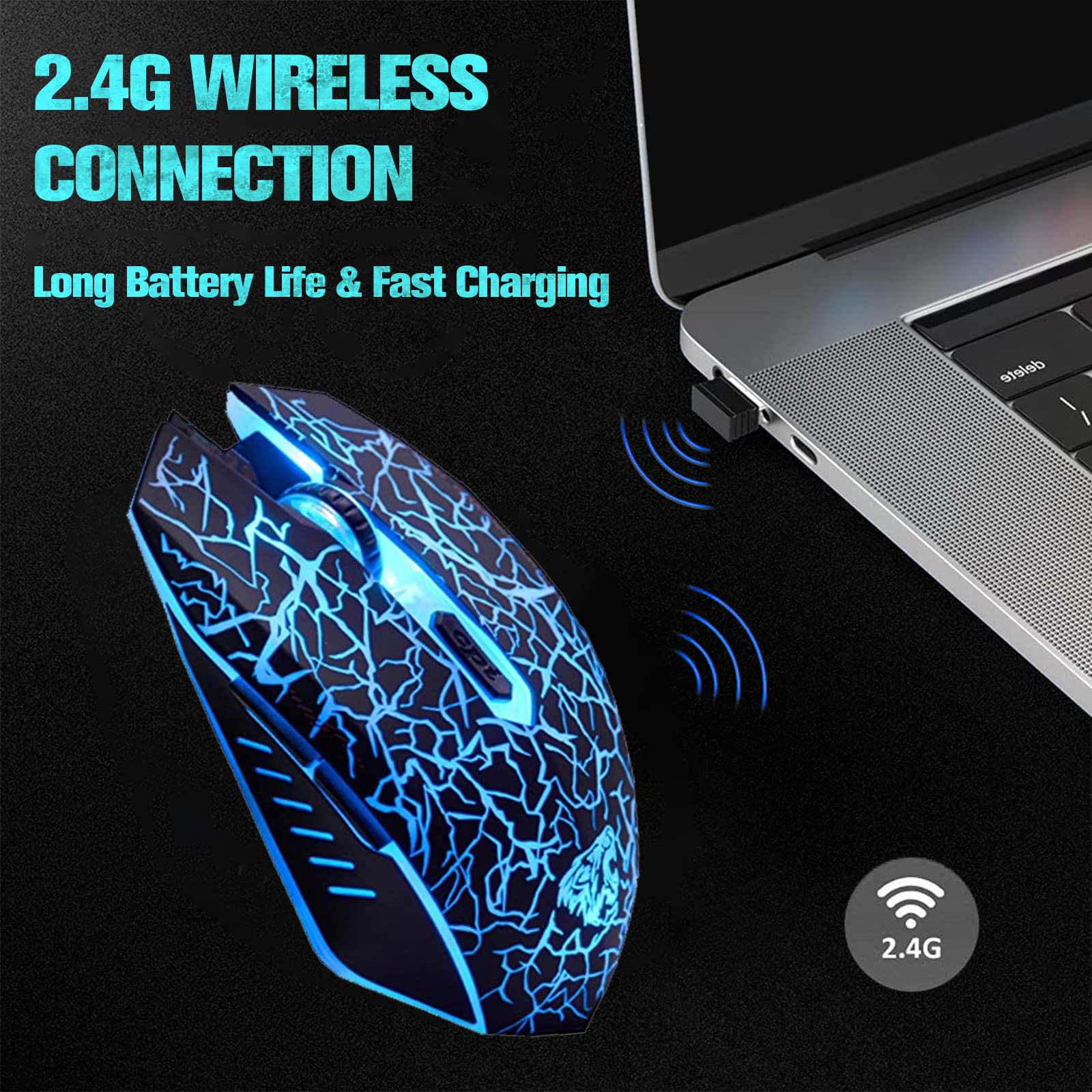 Mua C10 Wireless Gaming Mouse Rechargeable Silent Optical Mice 7 Colors ...