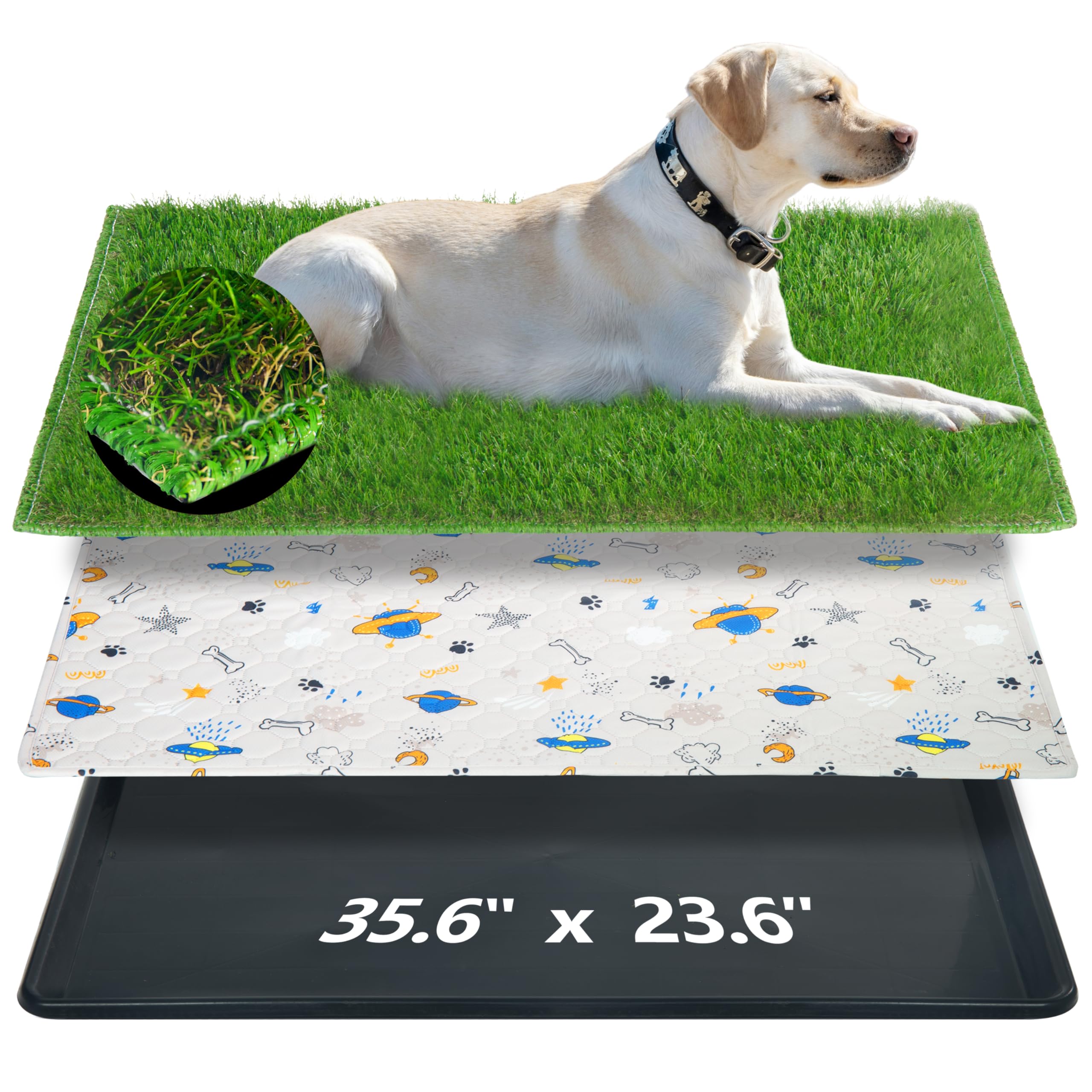 Reusable Dog Loo System with Artificial Grass Turf&Pee Pads&Tray, for ...