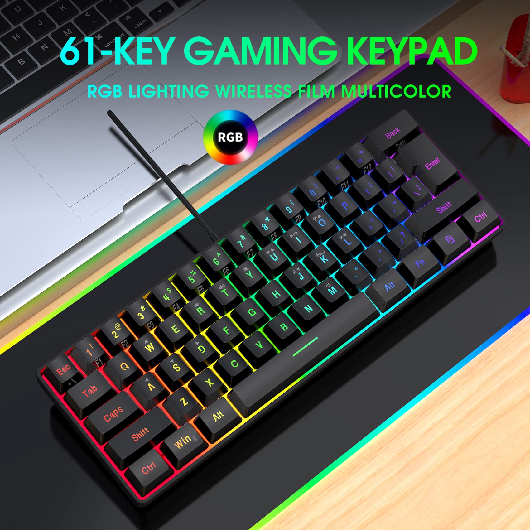 Mua DGG K60 61 Keys RGB Backlit 60% Wired Gaming Keyboard, Ergonomic ...