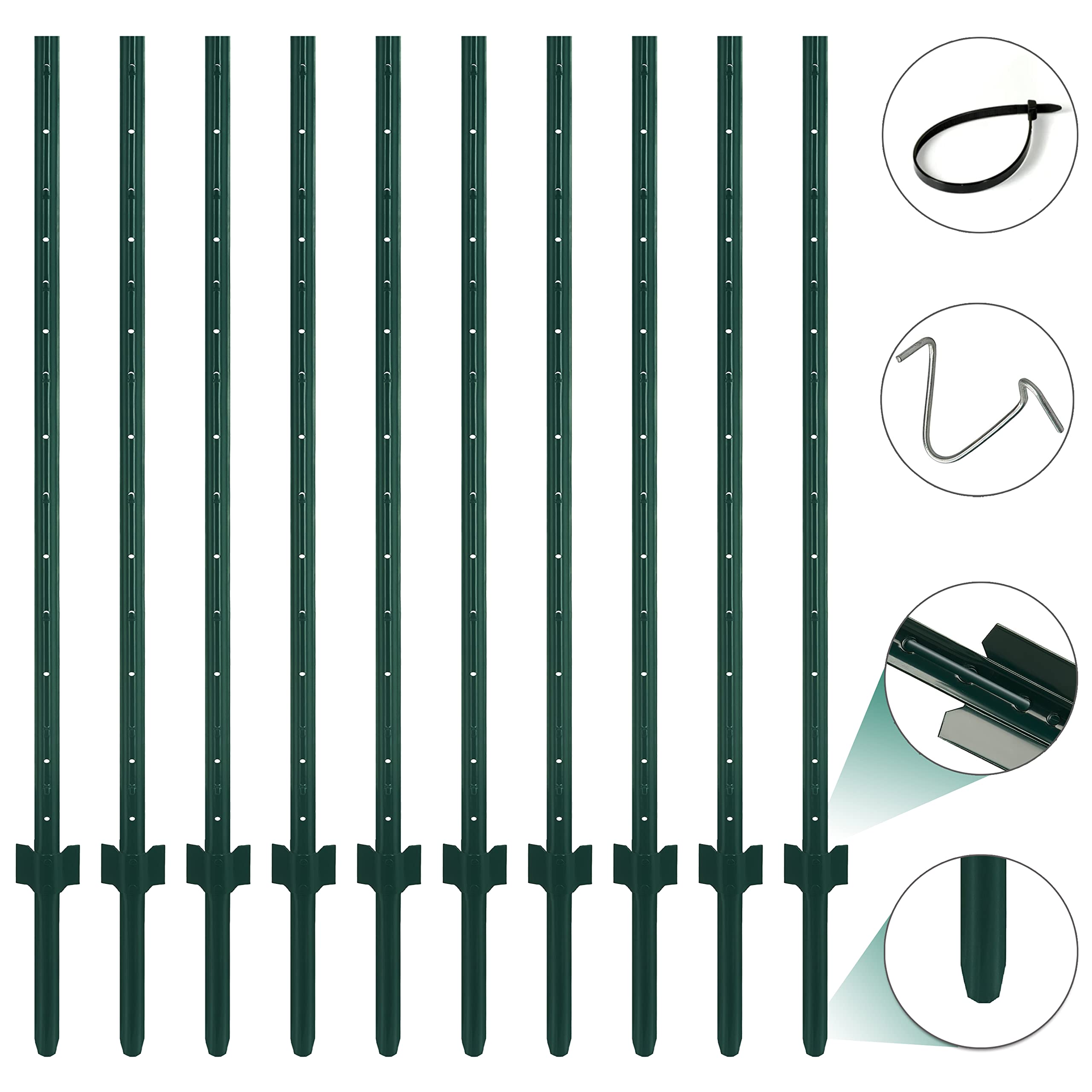 TANIVO 6 Feet Heavy Duty Fence Post with Reinforcement Bar & Spike ...