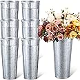 Amazon.com: Domensi 6 Pcs 12'' Galvanized Metal Vase with Handle Rustic ...