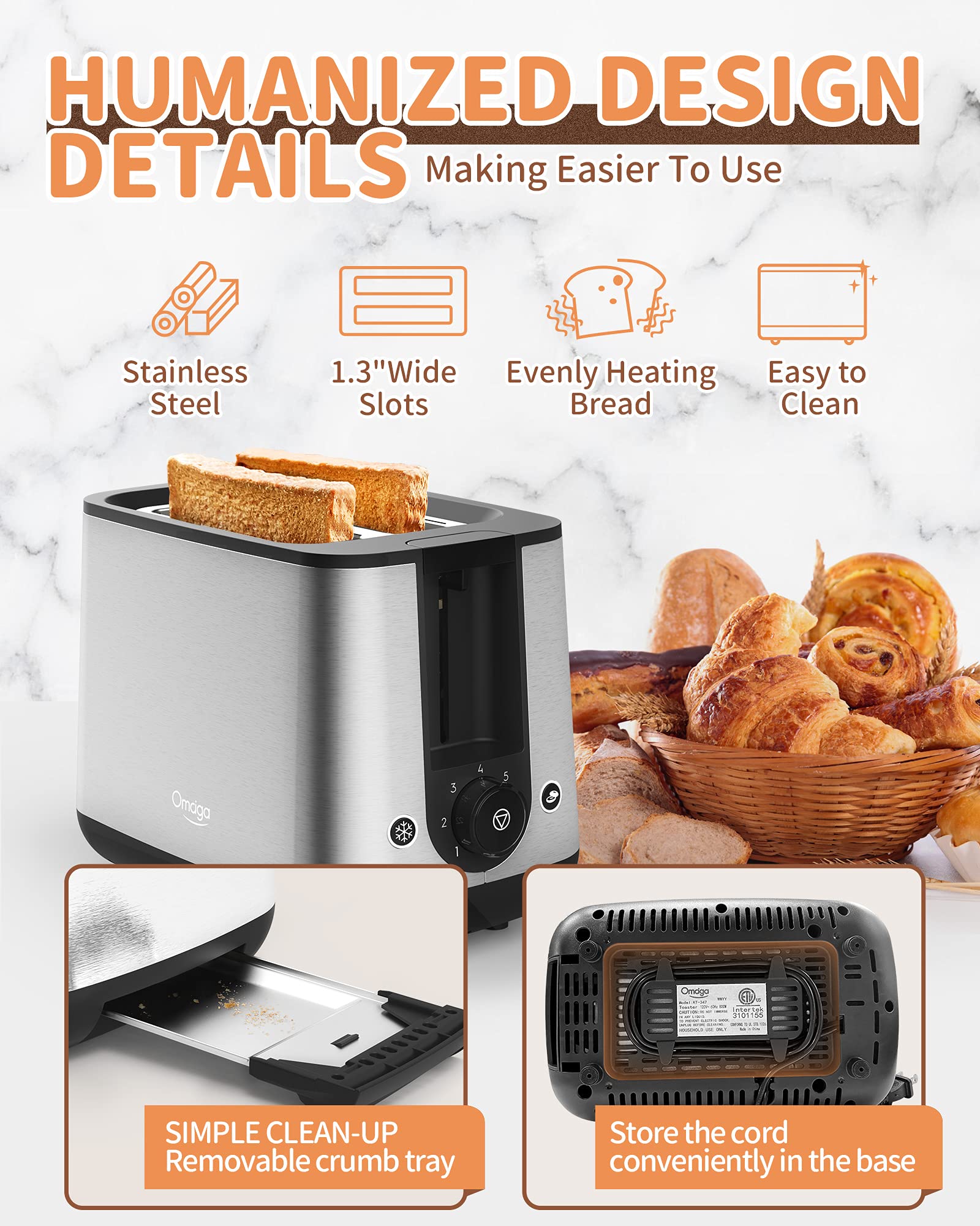 Mua OMAIGA Toaster 2 Slice, Wide Slot 2 Slice Toaster, Toasters with ...