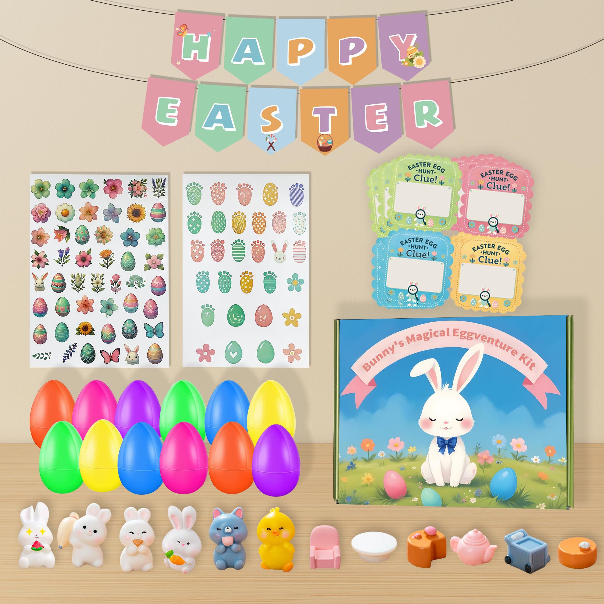 Easter Egg Hunt Set,12 Colorful Easter Eggs Decorations with Unique ...