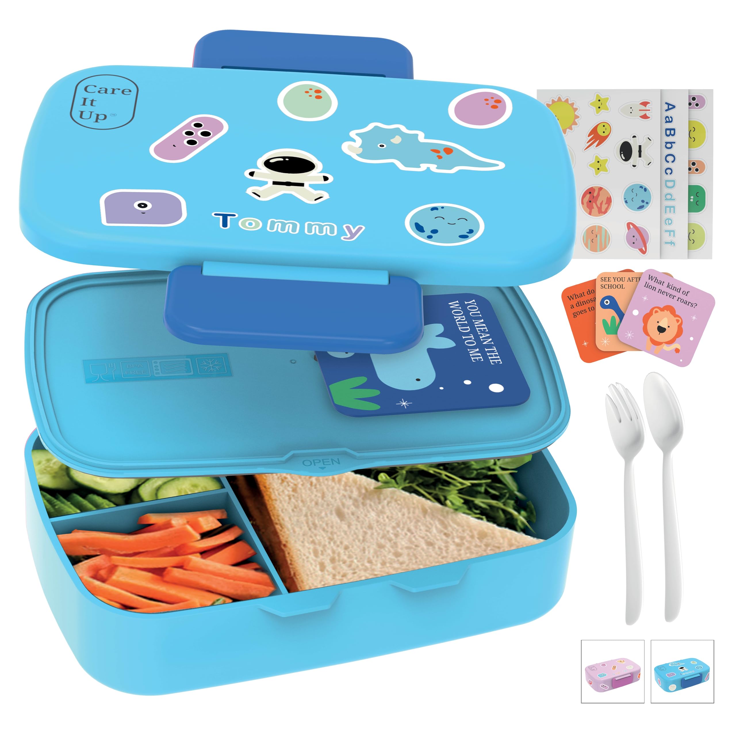 Kids Bento Lunch Box For Boys and Girls With Free Cutlery Set, 6 ...