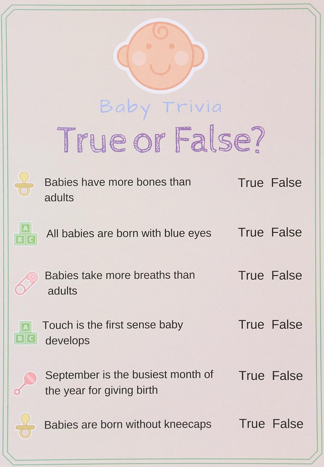 Baby Shower Games Jeu Questionnaire Pour Baby Shower Unisexe Couleur Baby Shower Games Jeu Questionnaire Pour Baby Shower Unisexe Couleur