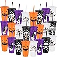 Amazon.com | Umigy 24 Pcs Halloween Plastic Cups with Lids and Straws 4 ...