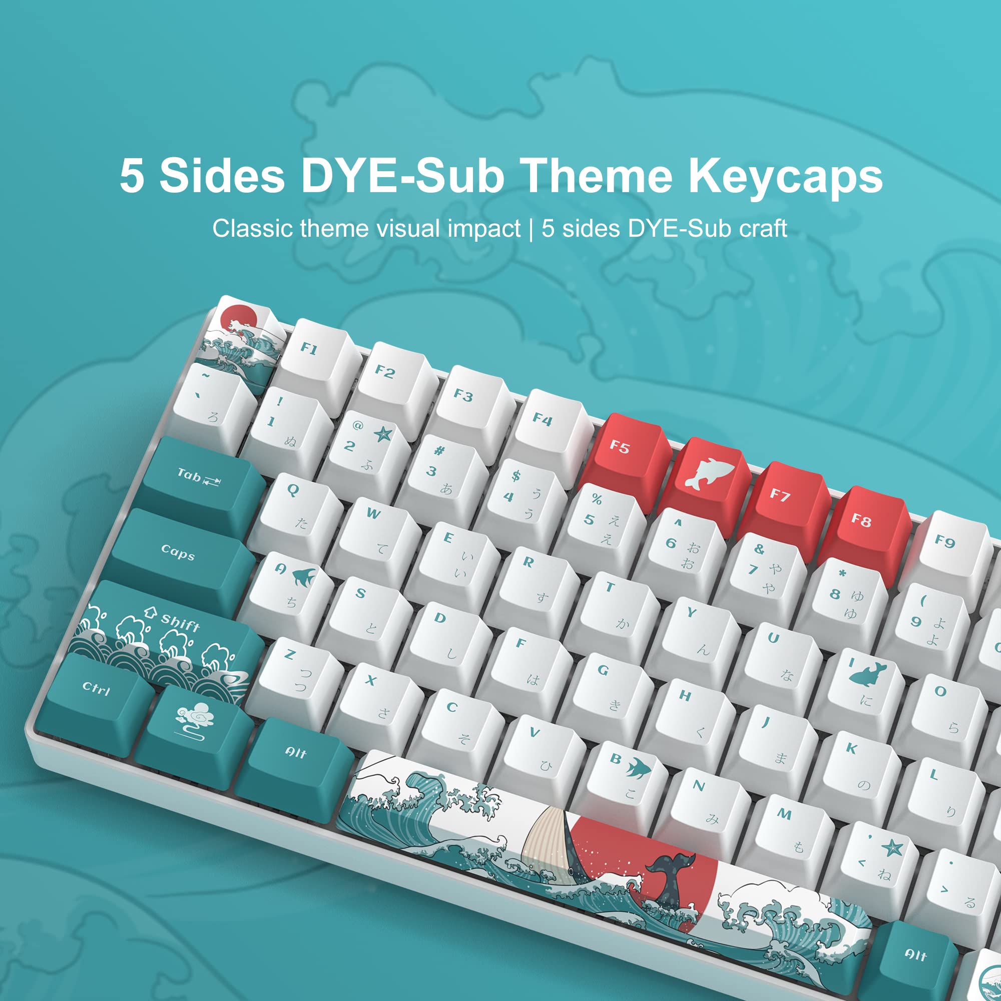 Mua XVX Japanese Keycaps 132 Keys, Coral Sea PBT Keyboard Keycaps, 5 ...