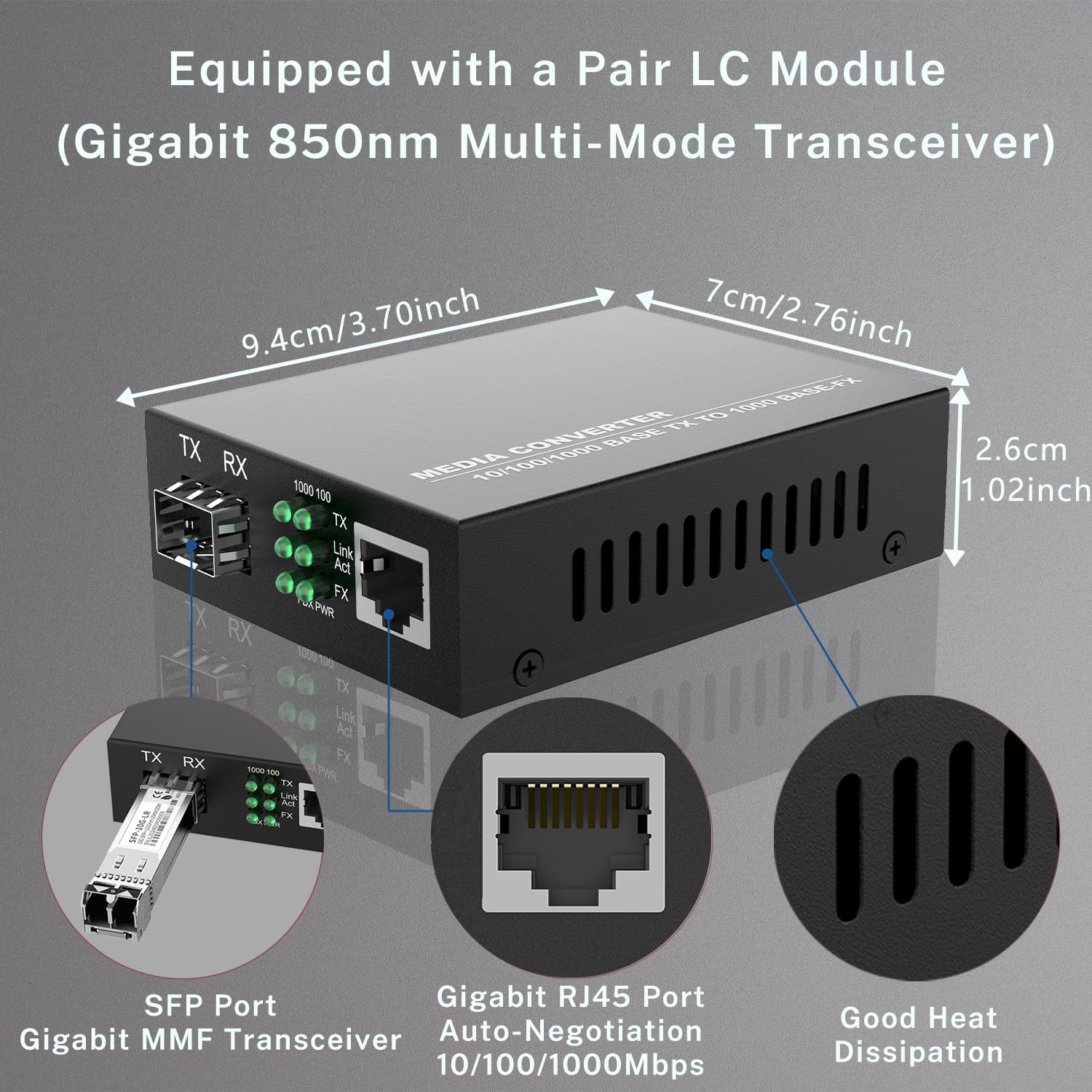 Mua 2Pack BiDi Gigabit Multi-Mode Fiber Ethernet Media Converters, with ...