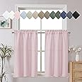 Amazon.com: Chyhomenyc Bennet 2 Panels Blush Pink Kitchen Curtains 24 Inch Length Tier Curtains ...