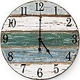 Amazon.com: Wall Charmers Rustic Wall Clock, Real Wood with Metal ...