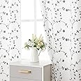 Amazon.com: Bujasso Semi Sheer Gray Leaf Curtains 84 inch Length White Curtain Embroidery Floral ...