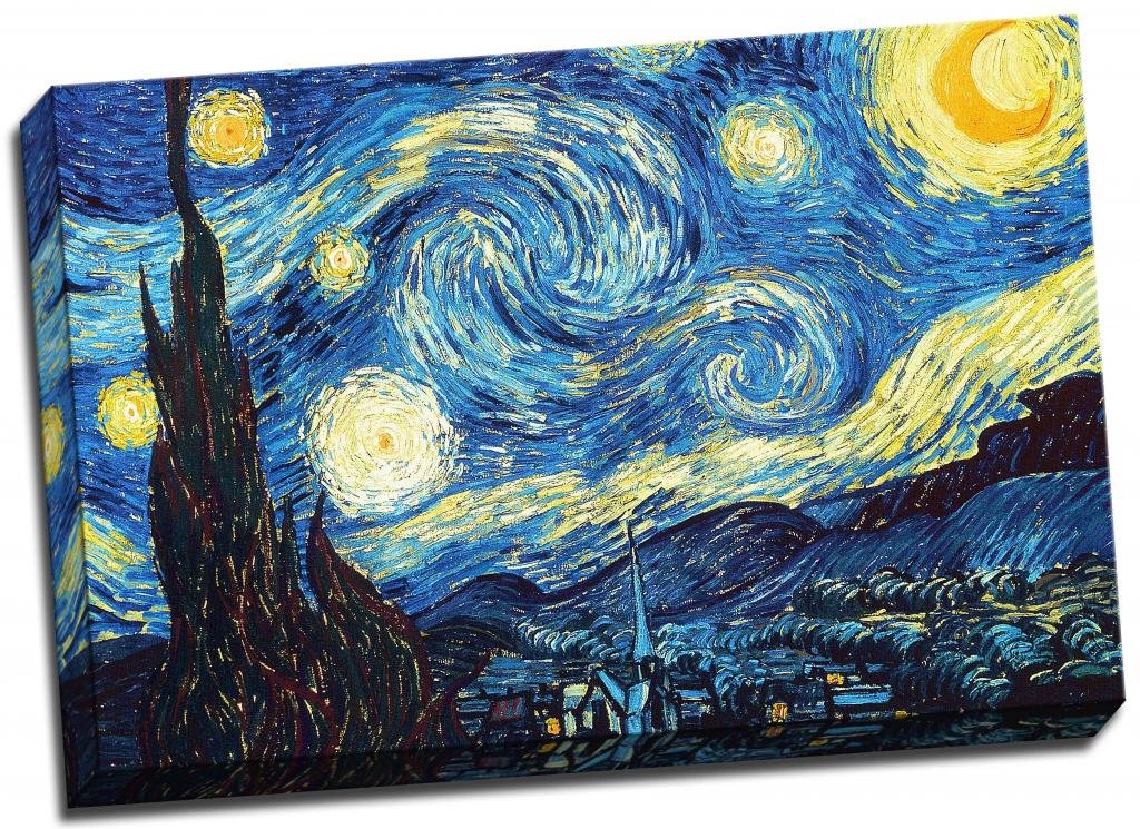VINCENT VAN GOGH STARRY NIGHT Canvas Print Poster 30x20 Inches A1 ...