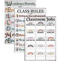 Amazon.com: Boho Class Jobs, Welcome, and Class Rules Charts- Laminated ...