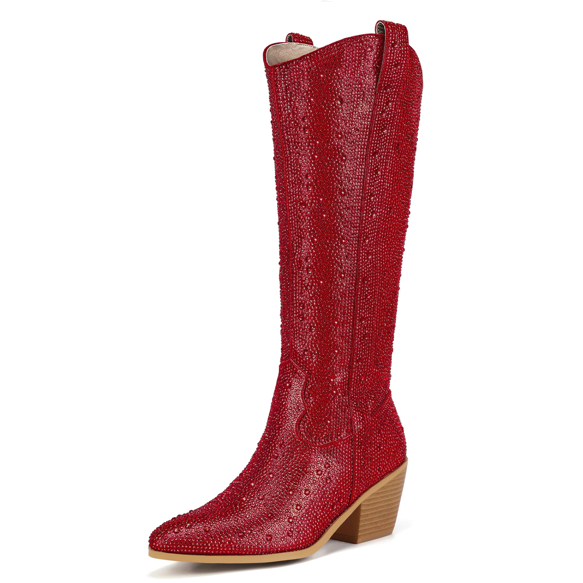 IDIFU IN3 Rhinestone Cowboy Boots For Women Knee High Western Cowgirl ...