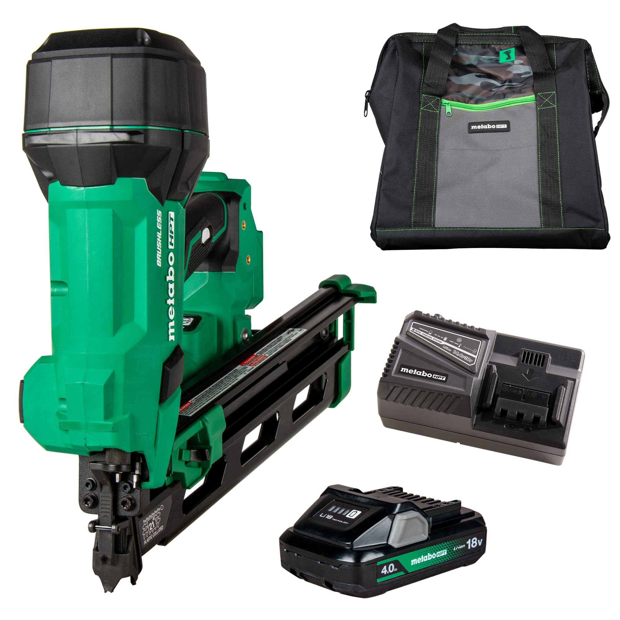Metabo HPT Nailer de encuadre inalámbrico, 18V-4.0 AH, multivolt ™, 21 ...