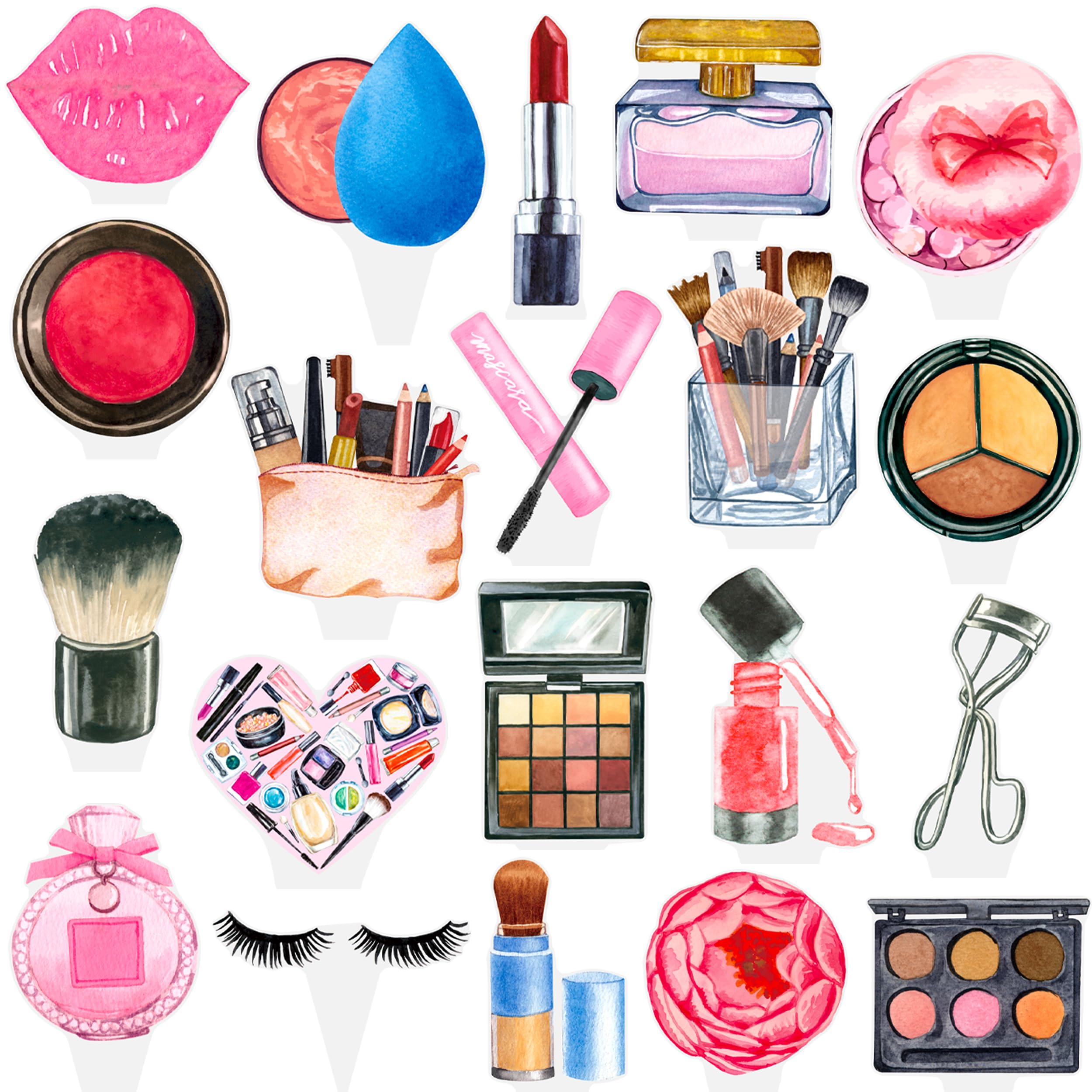 48Pcs Makeup Cupcake Toppers Spa Makeup Birthday Party Decorations ...