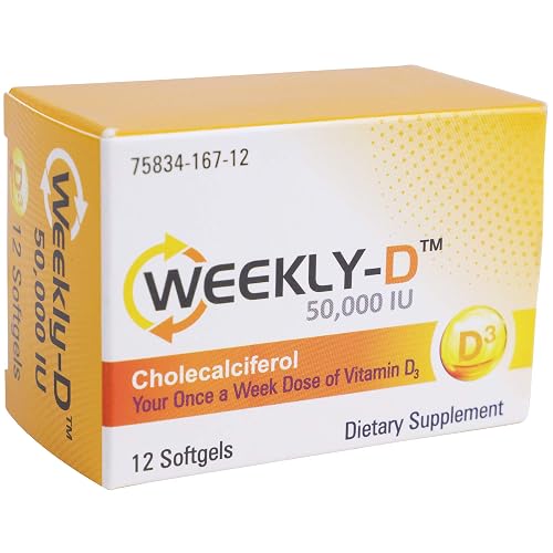 Weekly-D Vitamin D3 50,000 IU | 24 Vitamin D3 Softgels Cholecalciferol ...