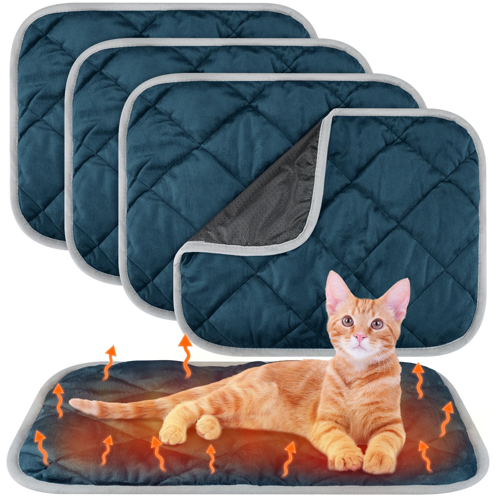 Clysee 4 Pack Self Heating Cat Pad Self Warming Dog Mat Reflects Body ...