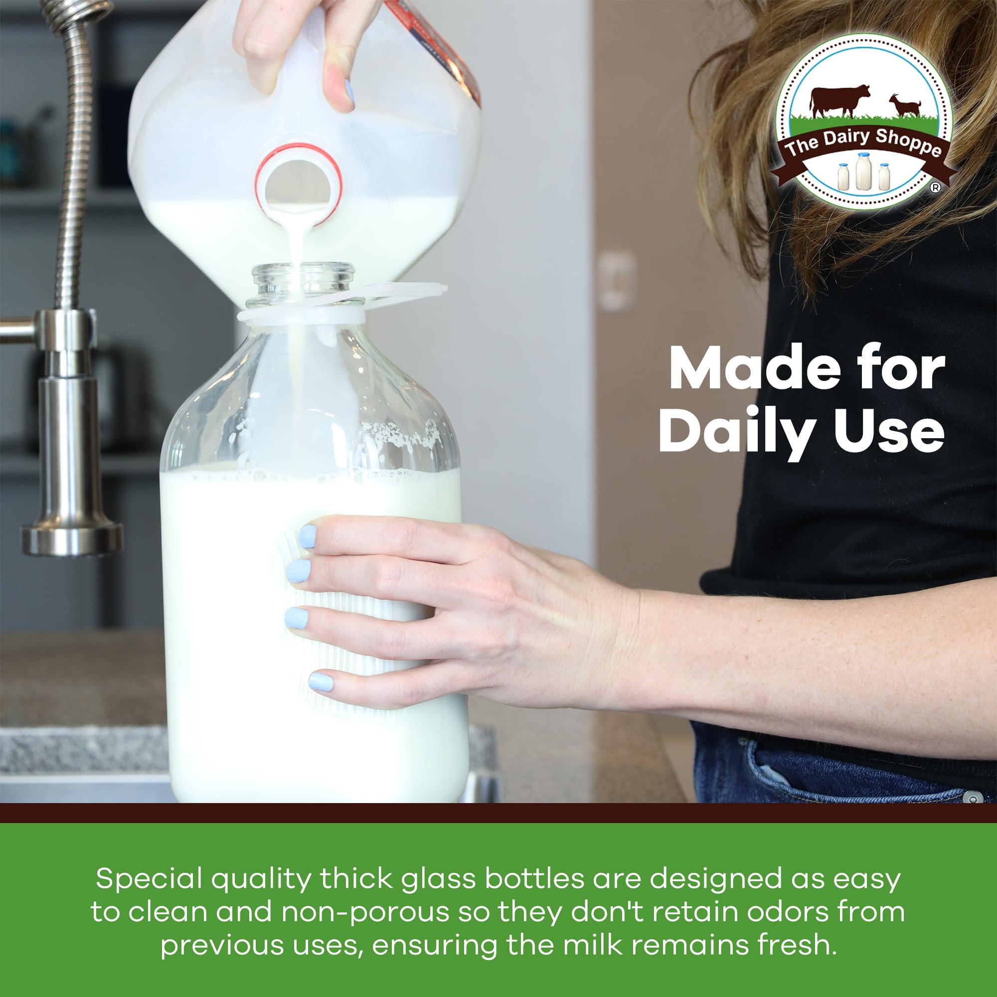 Mua Heavy Glass Milk Bottles - Jugs with Lids and Silicone Pour Spouts ...