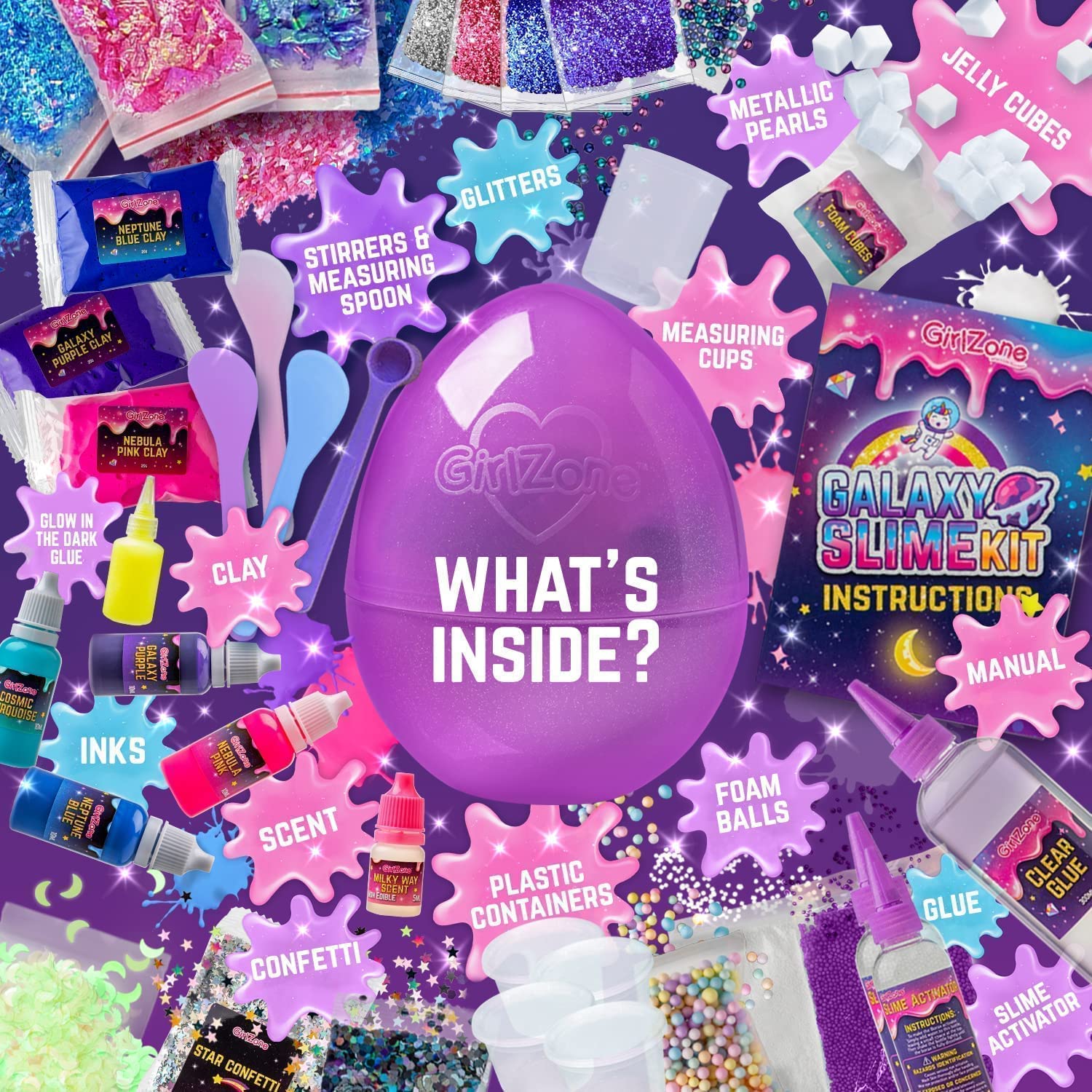 Mua GirlZone Egg Surprise Galaxy Slime Kit for Girls, 39 Pieces to Make ...