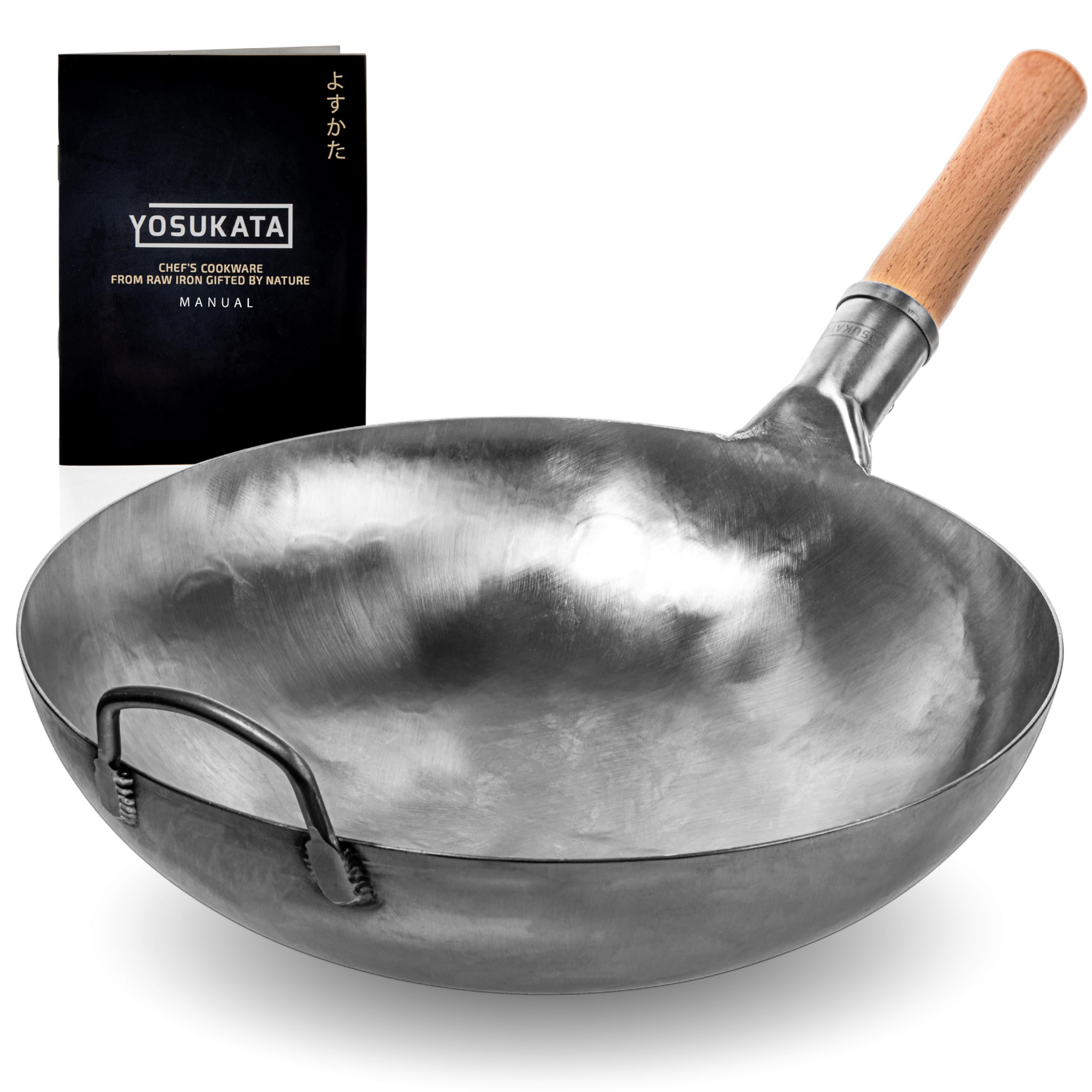 YOSUKATA 14” Round Bottom Carbon Steel Woks and Stir Fry Pans ...