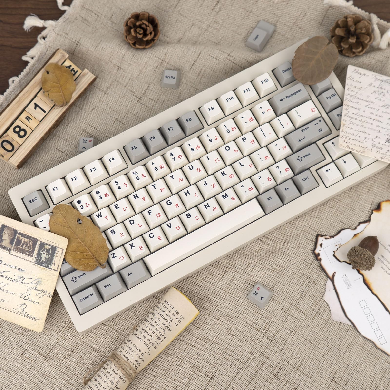 Mua 135 Keys Retro Japanese Keycaps Set, Ash Grey PBT Cherry Profile ...