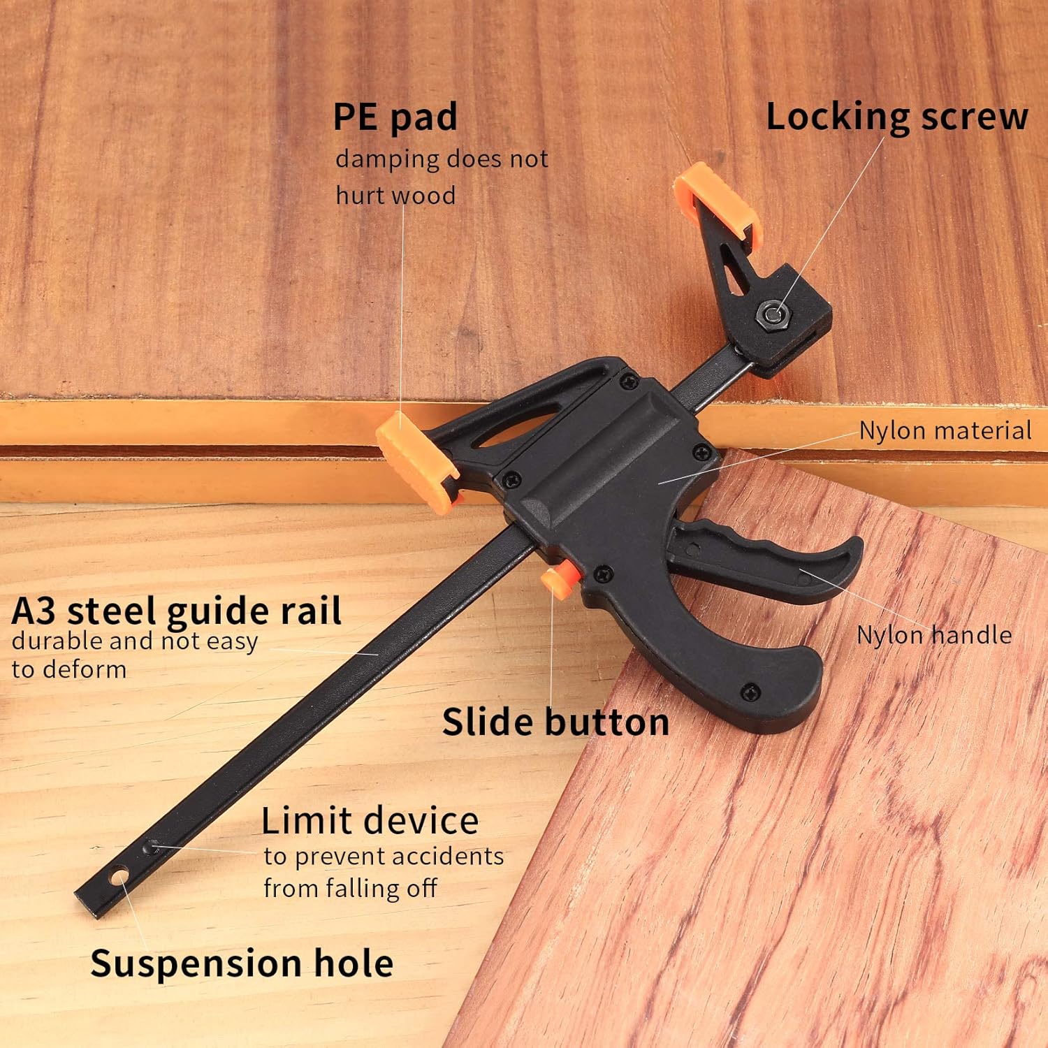 4 Inch Quick Grip Clamps for Woodwork, 4 Pcs Woodworking F Clamps Quick ...
