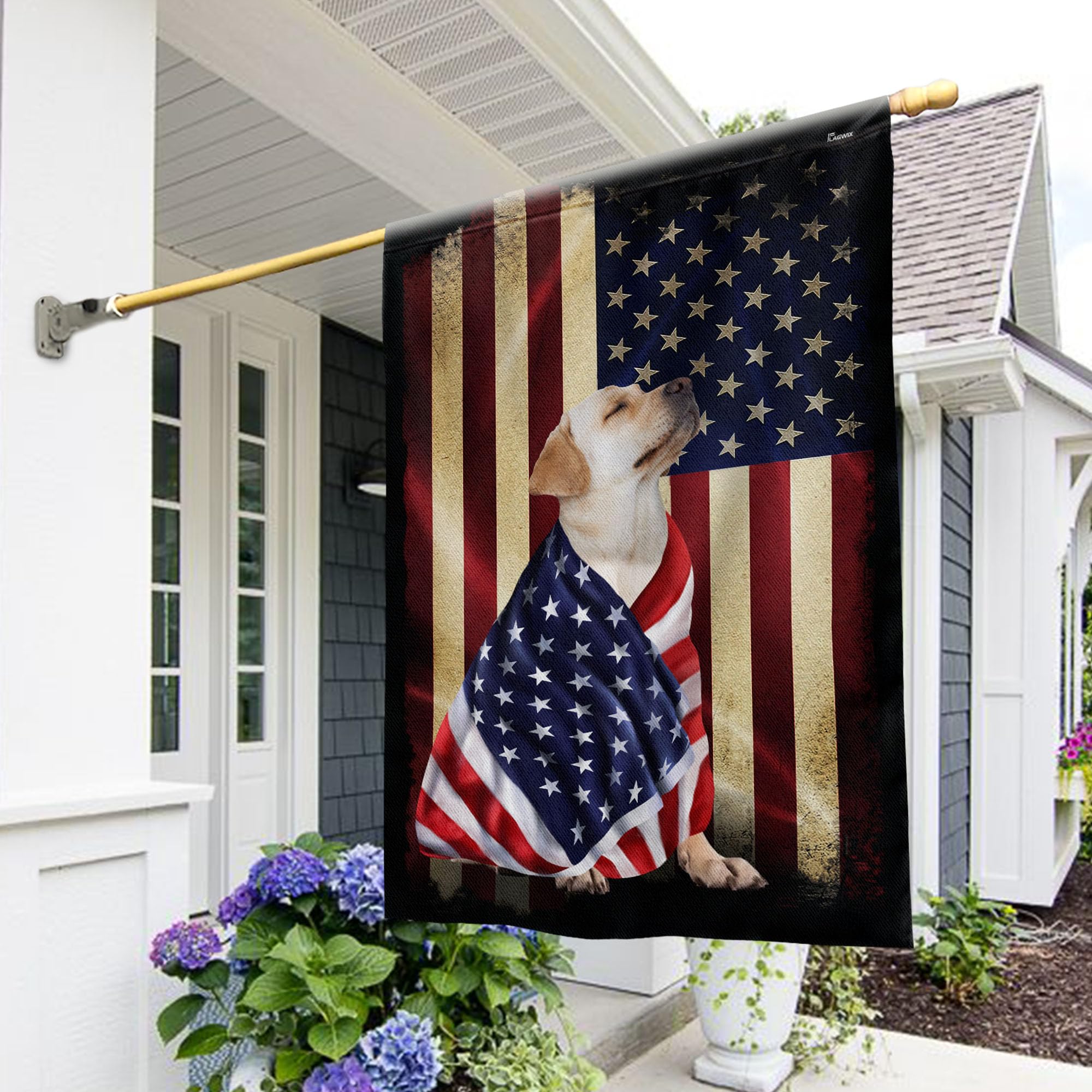FLAGWIX Yellow Labrador Retriever House Flags, Patriotic Dog Decor ...