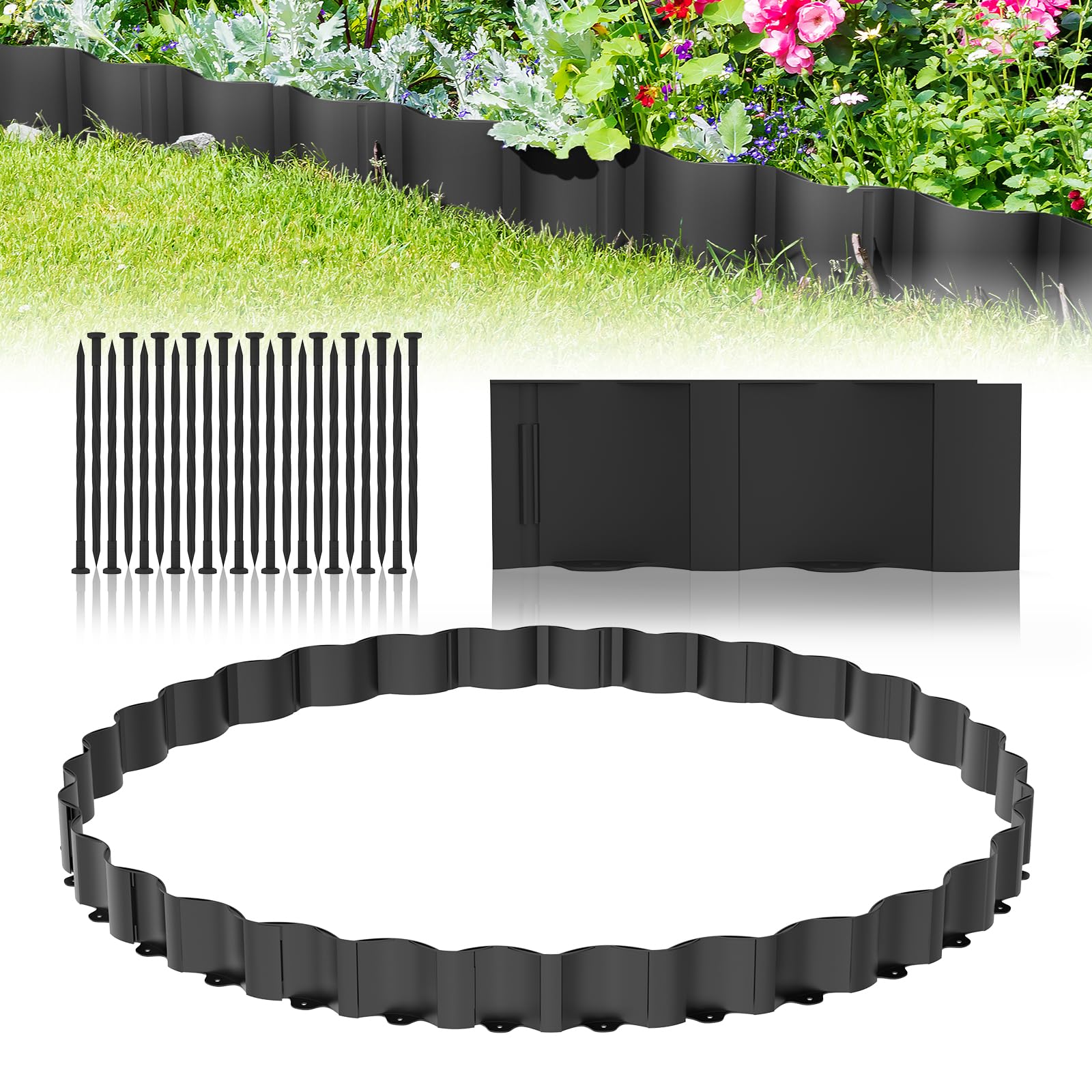 Mars Villa 40FT Landscape Edging No Dig, Interlocking Landscape Edging ...
