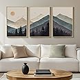 Amazon.com: Cuspin Boho Framed Mountain Forest Landscape Wall Art, 3 Piece Bohemian Canvas ...