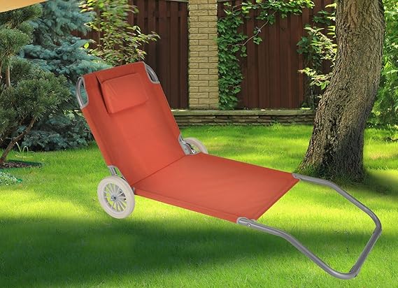 Amazon.de: 2 Stück Terracotta-Strandliege, Liege mit Rollen Rädern ...