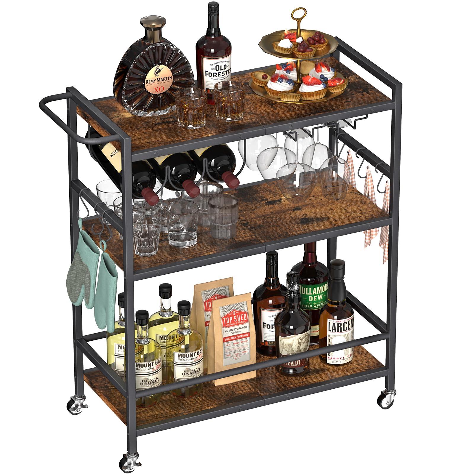 Mua EasyCom Bar Cart with Wheels, Bar Carts for The Home, 3 Tier ...