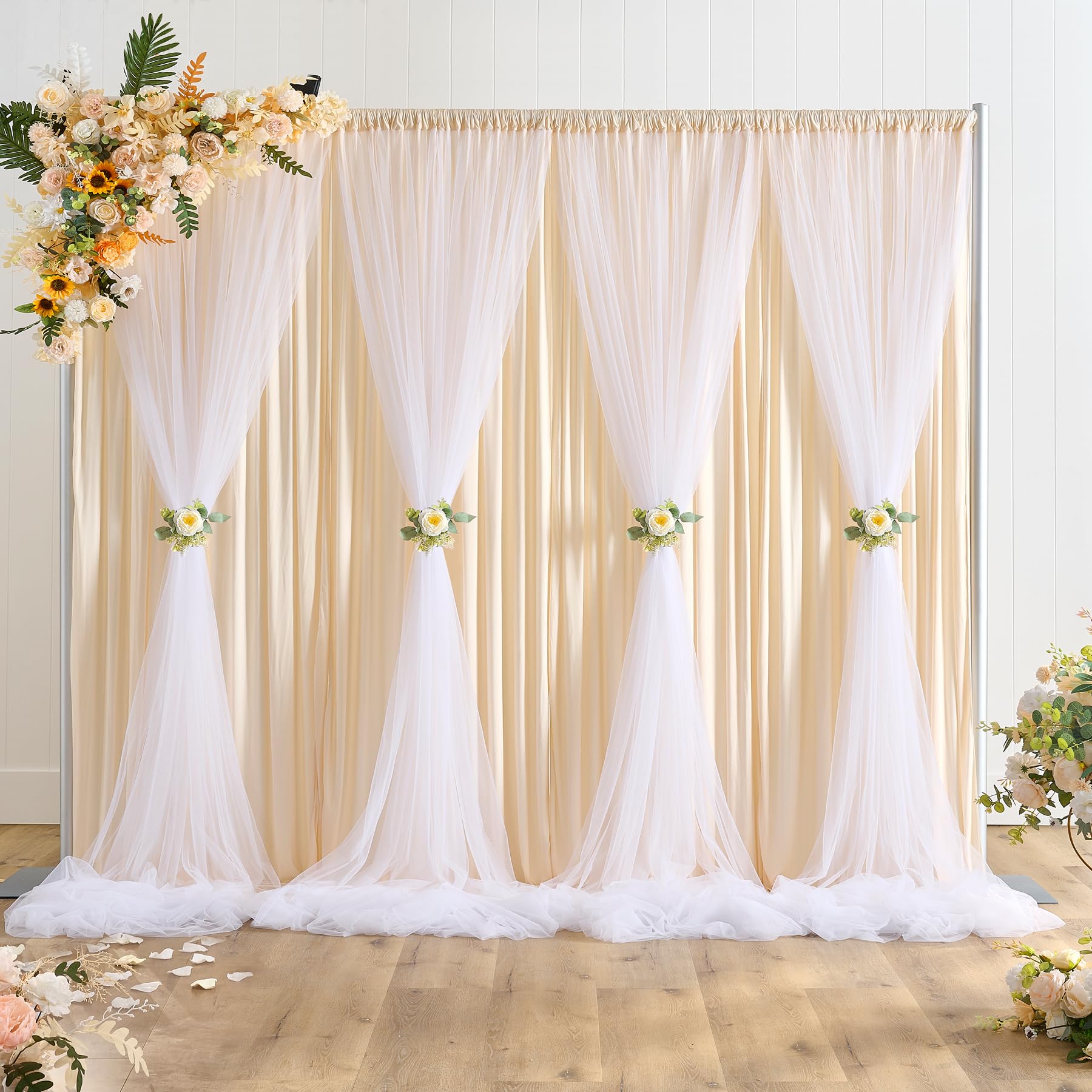Wrinkle Free Champagne Tulle Backdrop Curtains for Baby Shower Party ...