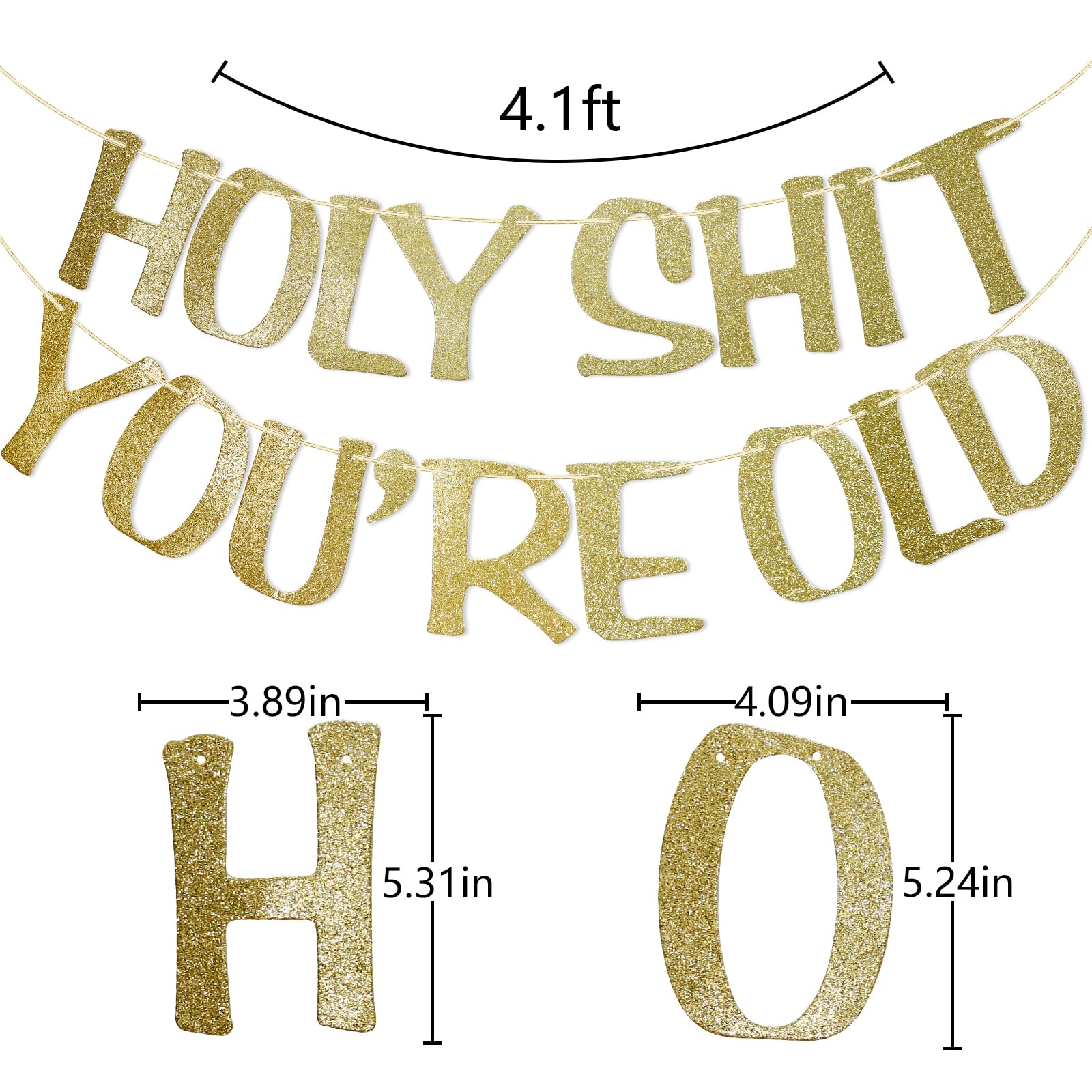 Mua Holy Shit You're Old Banner Gold Glitter for 30th 40th 50h 60th 70th 80th 90th Funny ...
