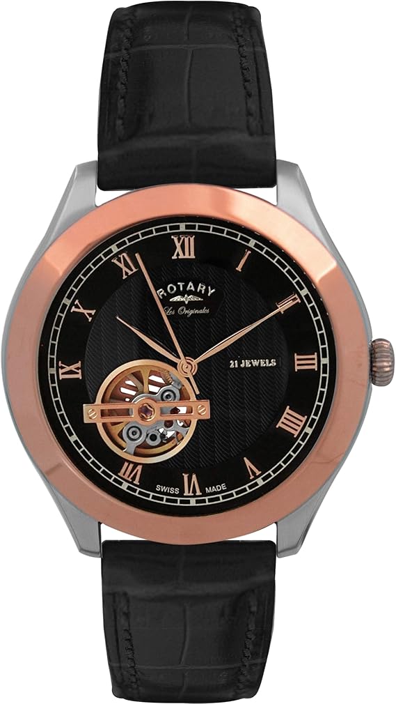 Rotary Unisex Automatic Watch with Black Dial Analogue Display and ...