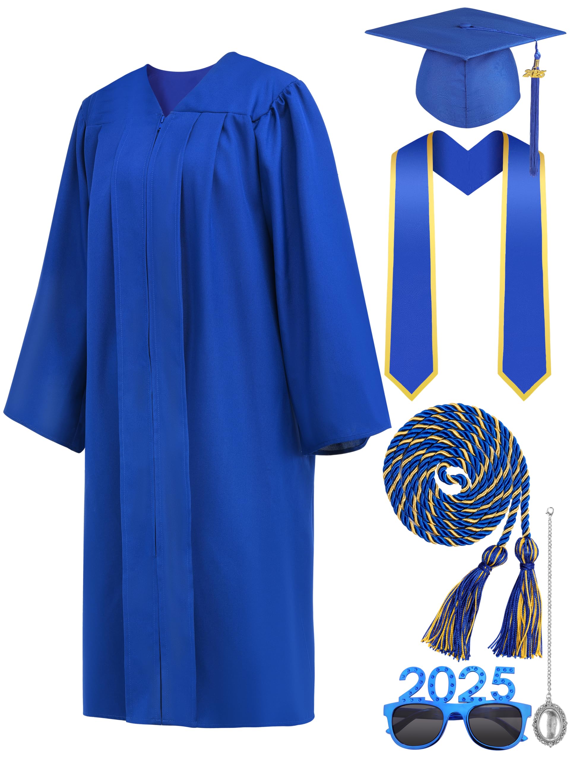 SOMSOC Matte Graduation Cap and Gown Tassel Stole Set 2025 for High ...