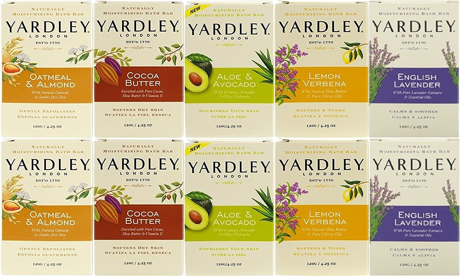 Amazon.com : Yardley Oatmeal and Almond Bar Soap, 4.25 Oz. 20 Bars : Beauty