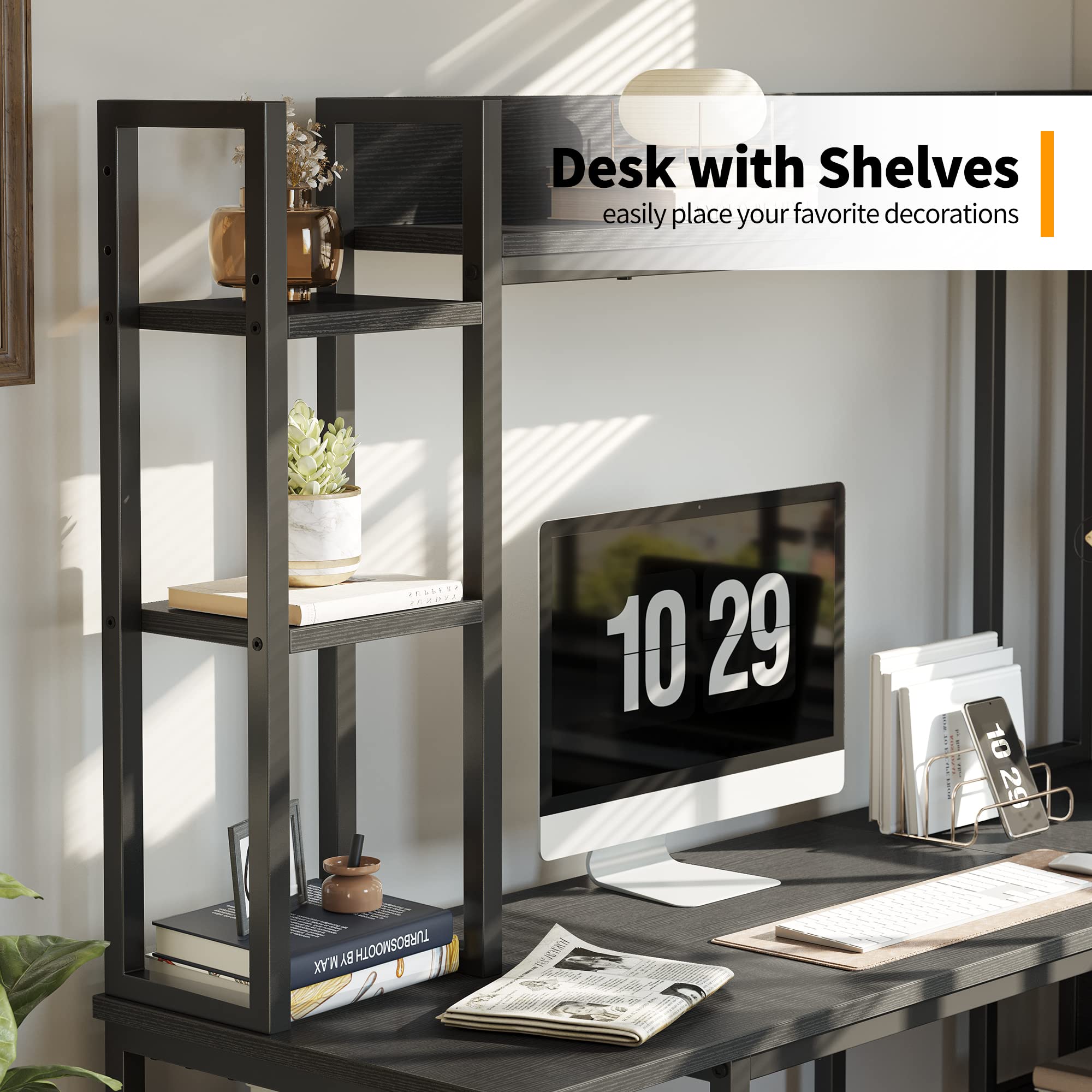 Mua CubiCubi L Shaped Gaming Desk with Hutch, 60" Corner Computer Desk ...