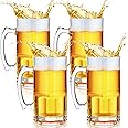 Amazon.com | Set of 4 34 oz Extra Large Beer Mugs with Handles Glass ...