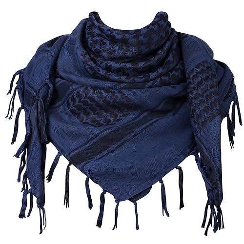 Military Shemagh Tactical Desert 100% Cotton Keffiyeh Scarf Wrap, Blue ...